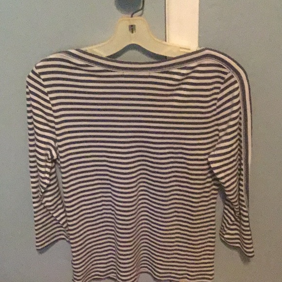 Chaps | Tops | Nwot Tags Chaps Denim Tee M Navy White Striped | Poshmark